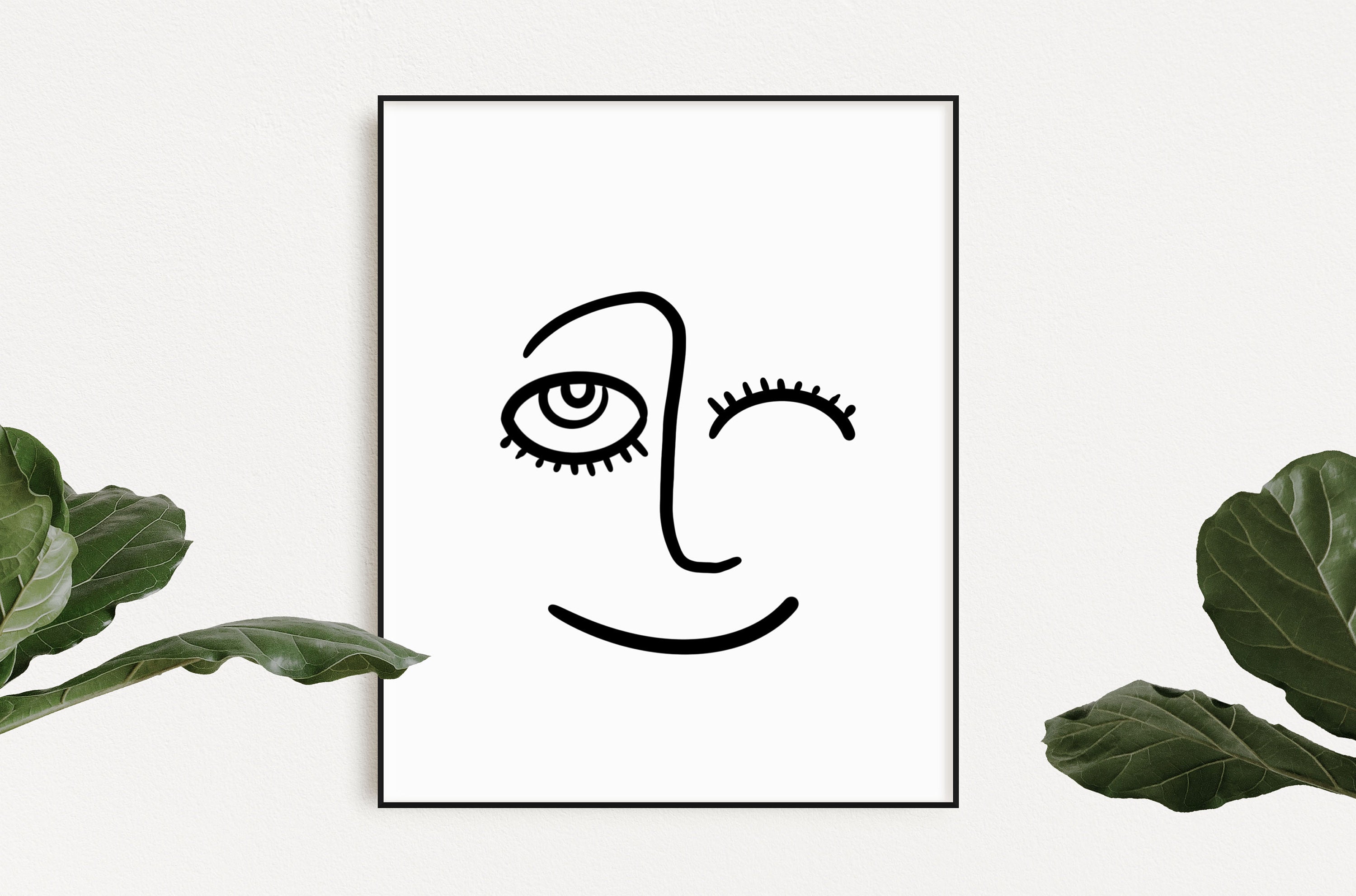 Minimalist Face Design Digital Print Digital Download Wall Art Wall ...