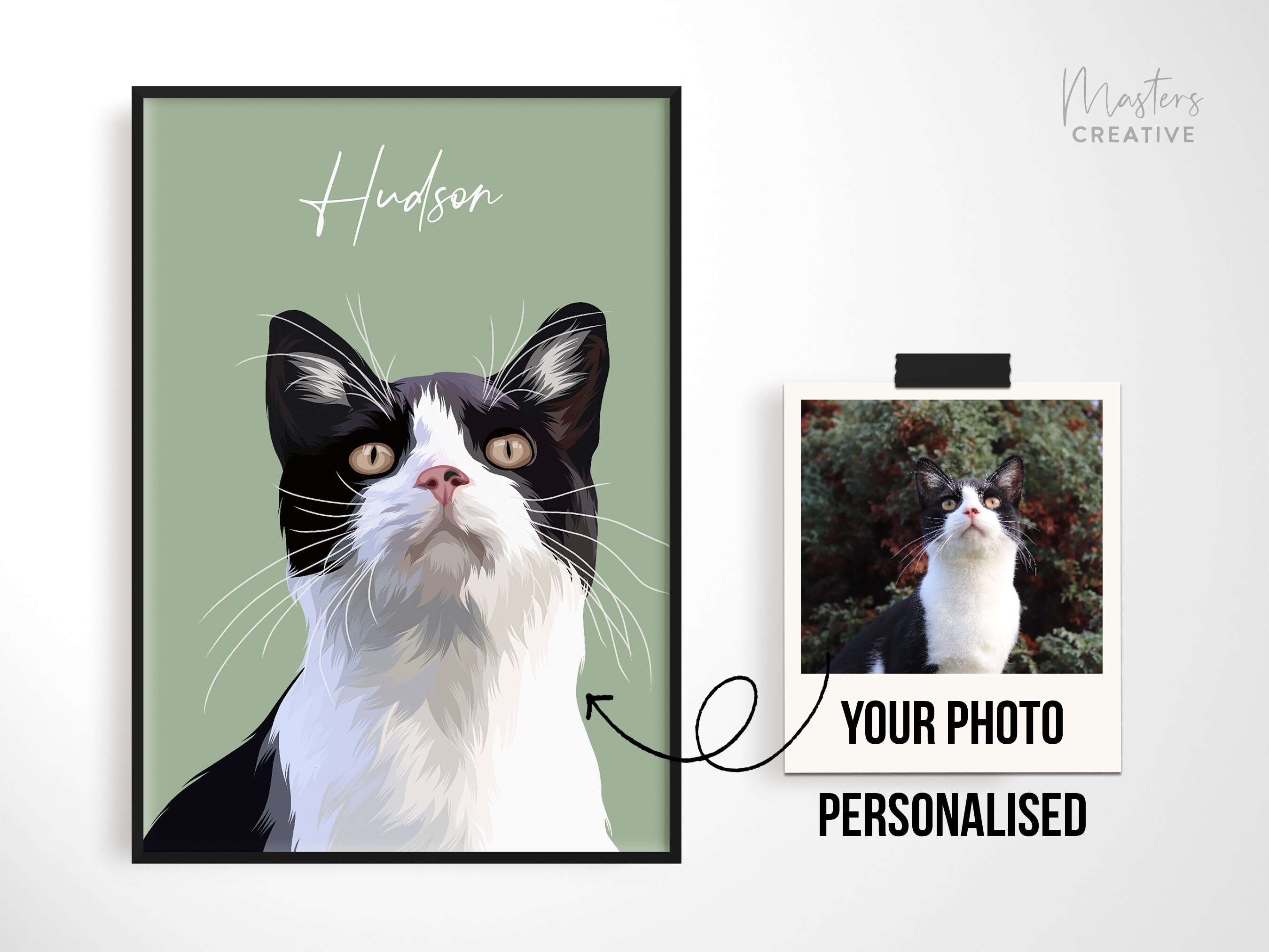 Custom Cat Portrait Personalised Pet Illustrations Pet - Etsy UK