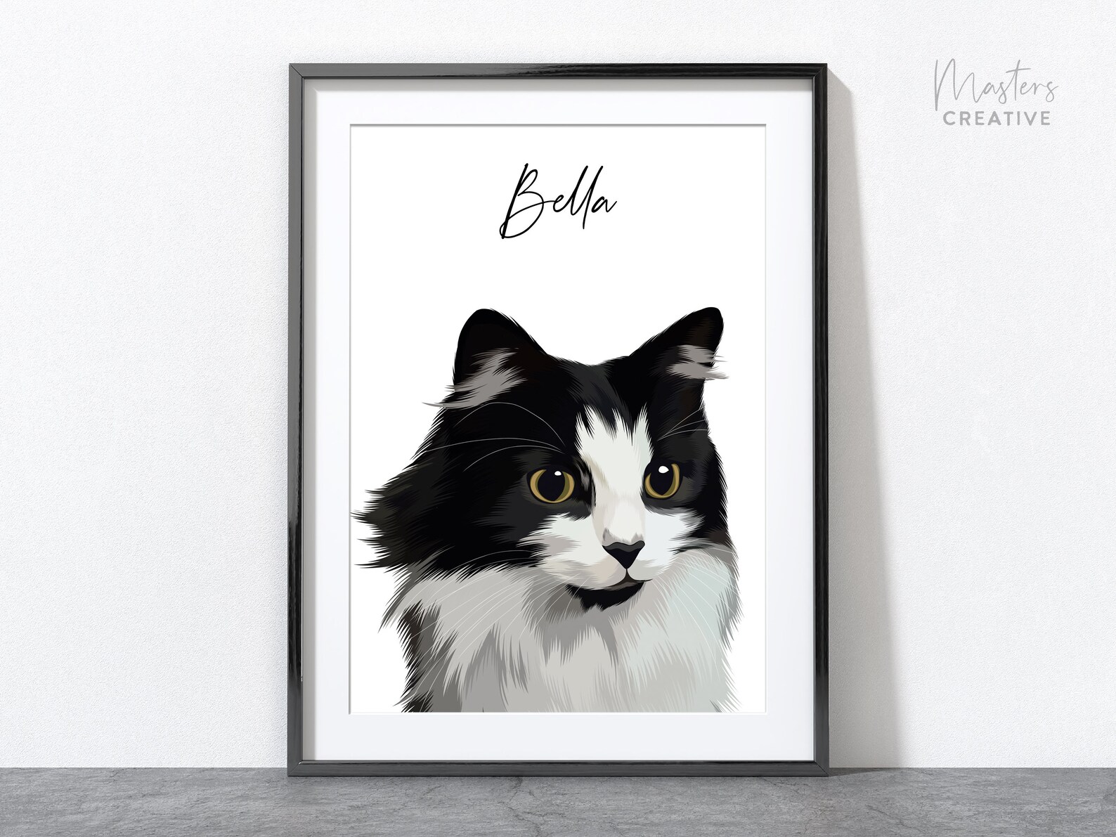 Custom Cat Portrait Personalised Pet Illustrations Pet - Etsy