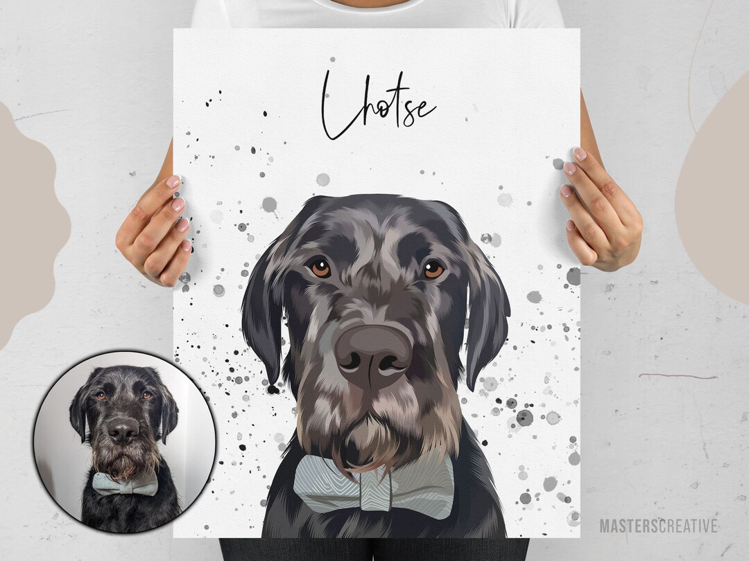 Personalised Dog Portrait, Custom Pet Portrait From Photo, Dog Lover ...