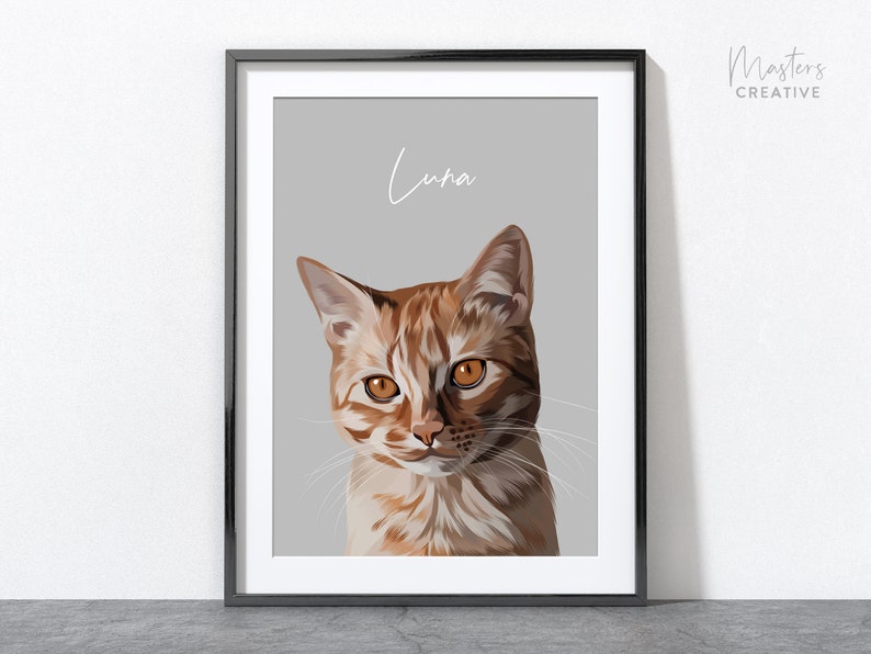 Custom Cat Portrait Personalised Pet Illustrations Pet - Etsy