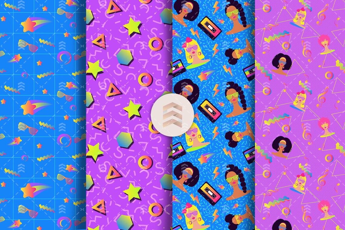 80s Retro Disco Digital Paper Retro Afro Seamless Pattern | Etsy