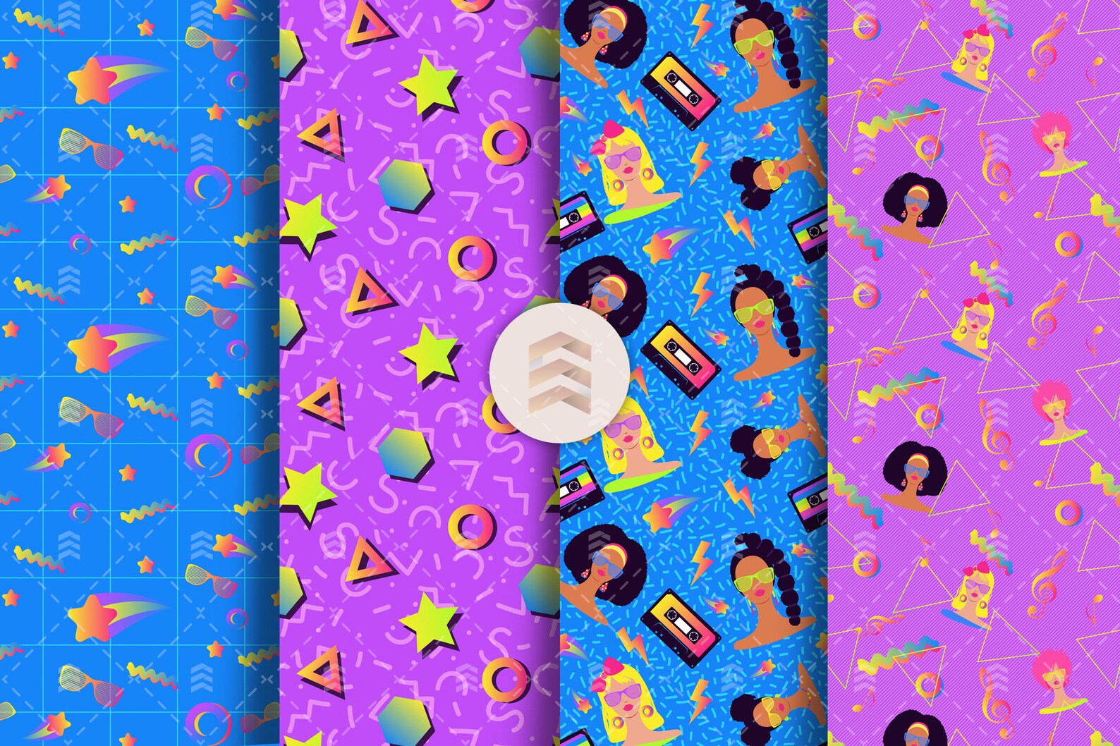 80s Retro Disco Digital Paper Retro Afro Seamless Pattern | Etsy