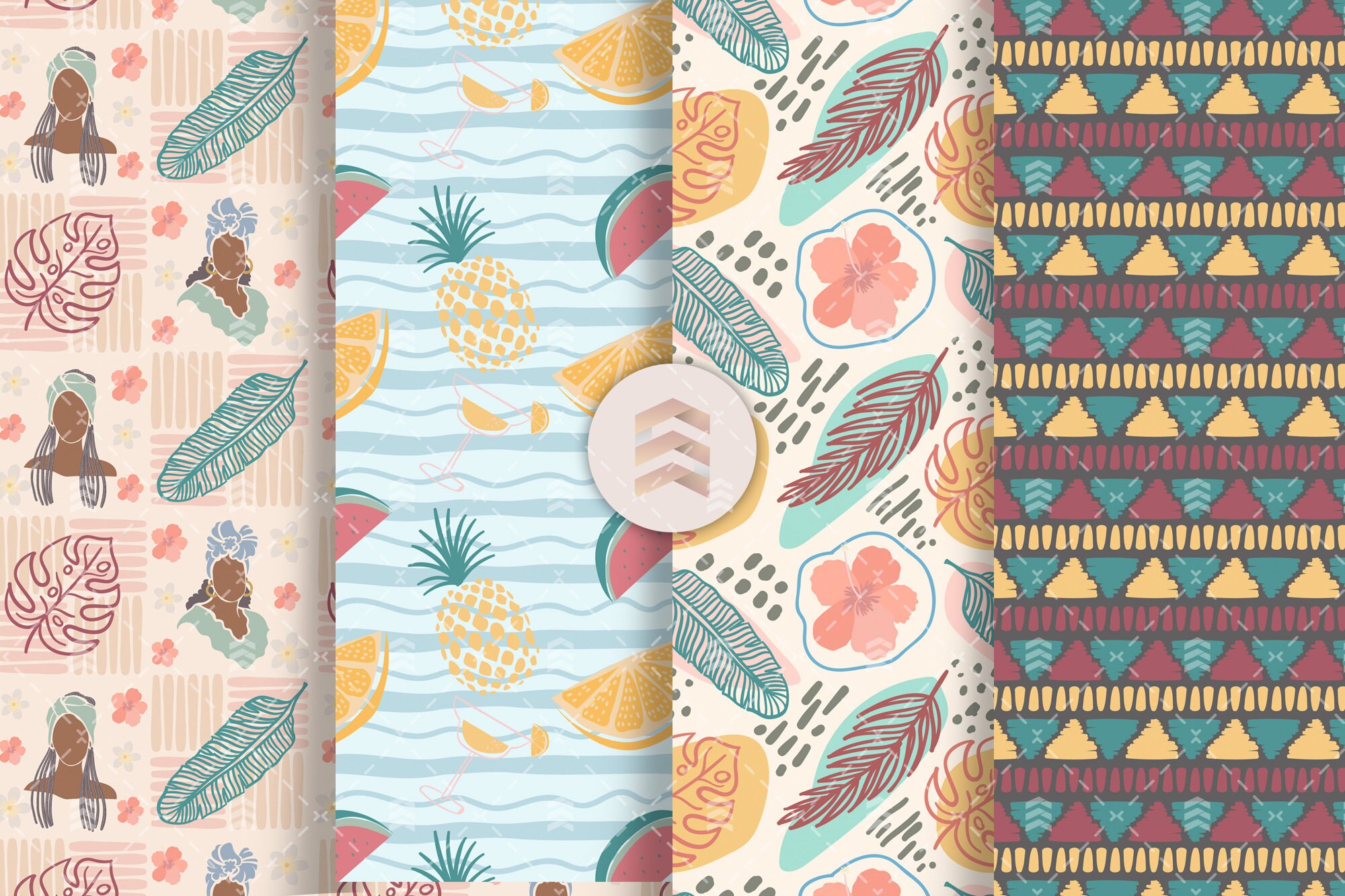 Boho Summer Digital Paper Caribbean Seamless Files Tropical - Etsy