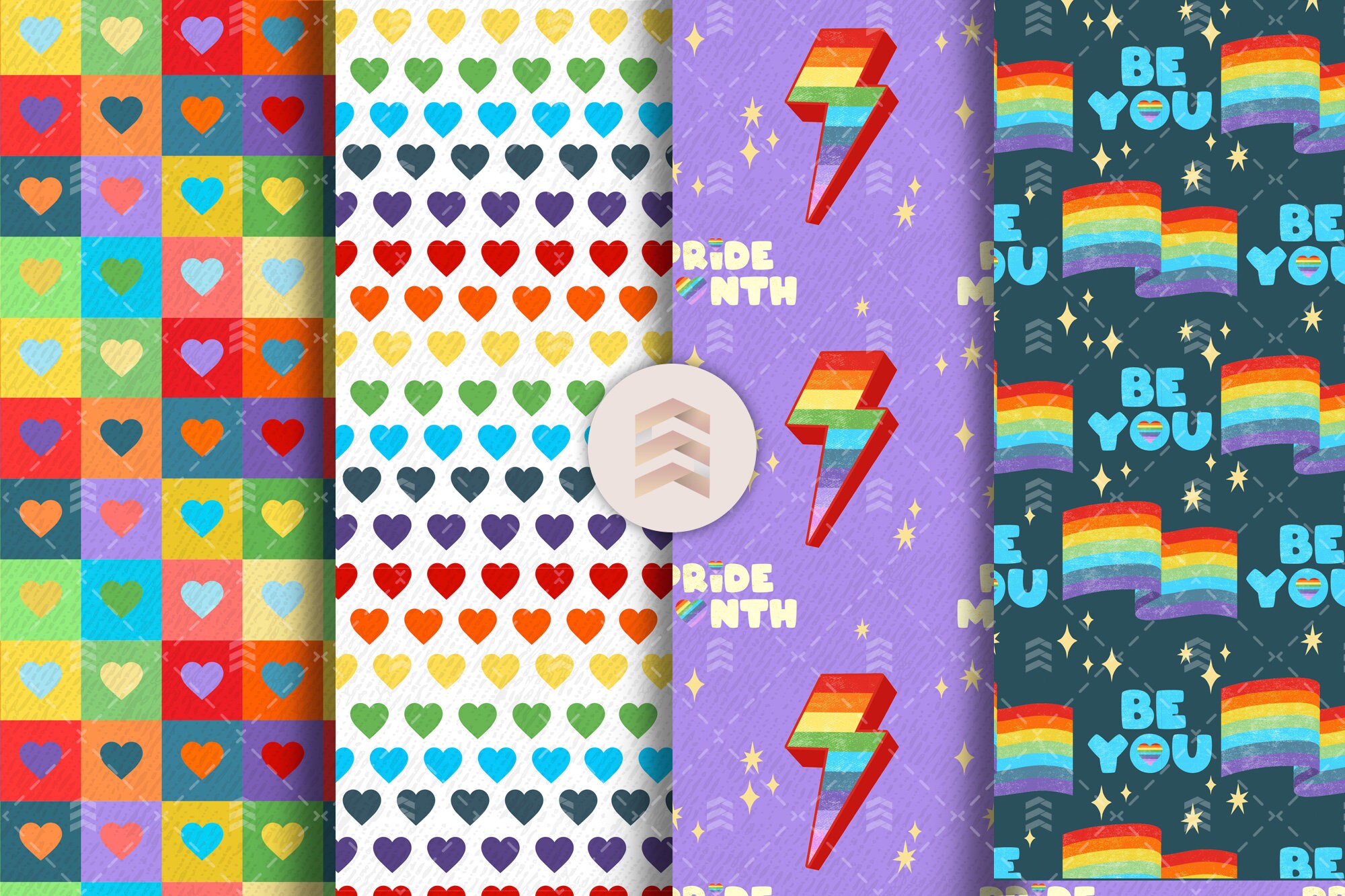Pride Month Seamless Digital Paper Pack LABTQ Theme Papers - Etsy