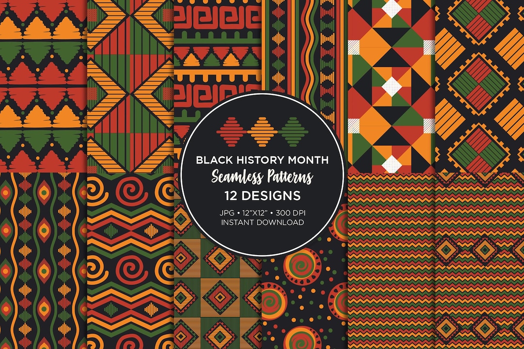 Black History Seamless Digital Paper, African-american Seamless Pattern ...