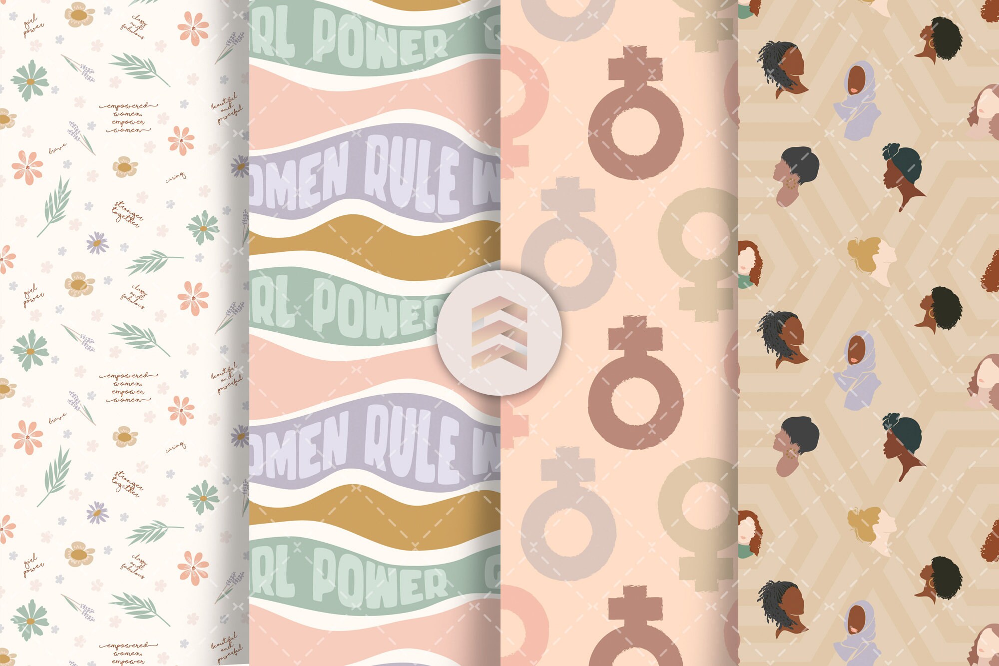 Women's Day Seamless Pattern Girl Power Digital Paper | Etsy