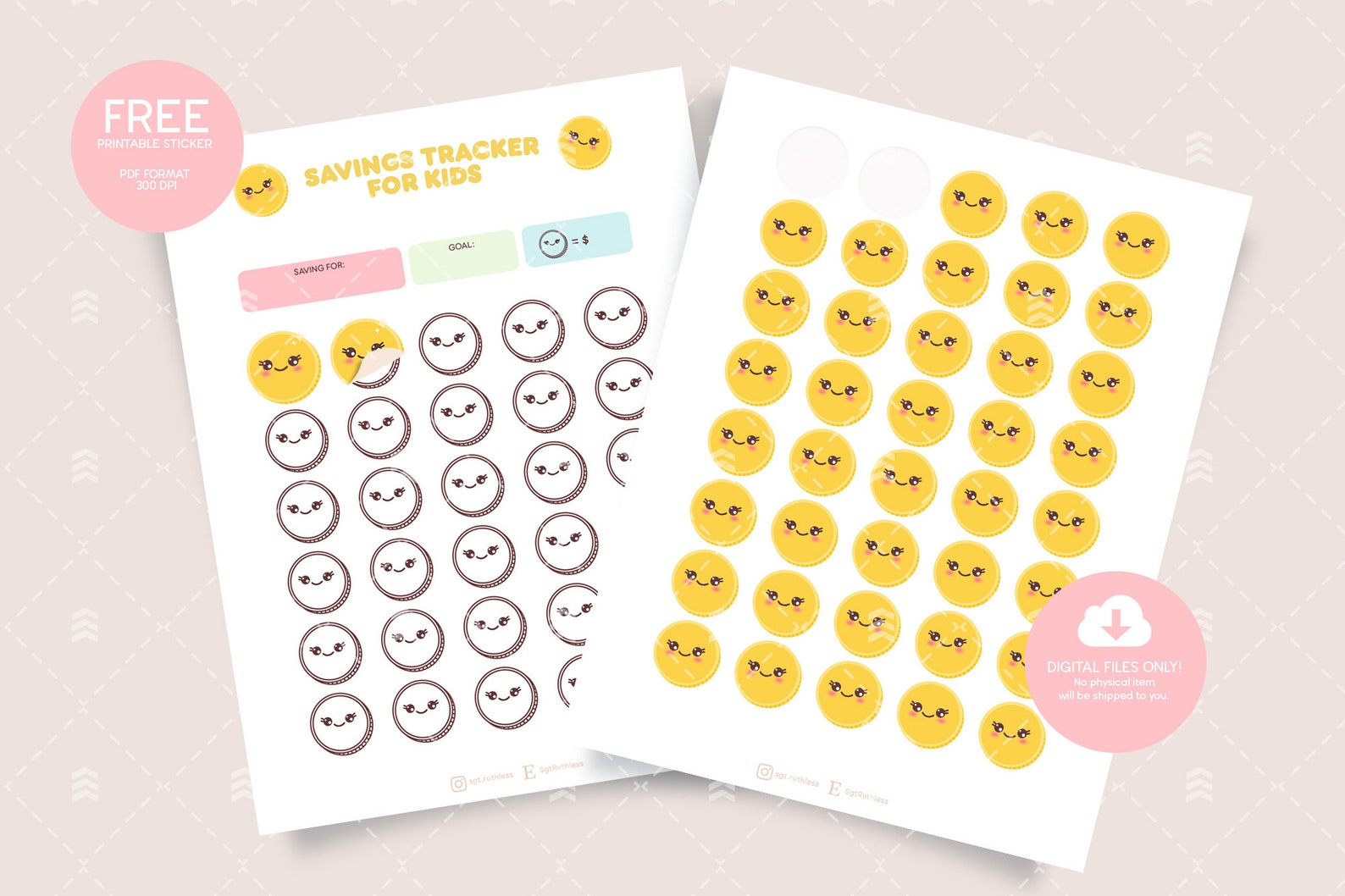 Kawaii Savings Tracker for Kids Printable Money Tracker for - Etsy
