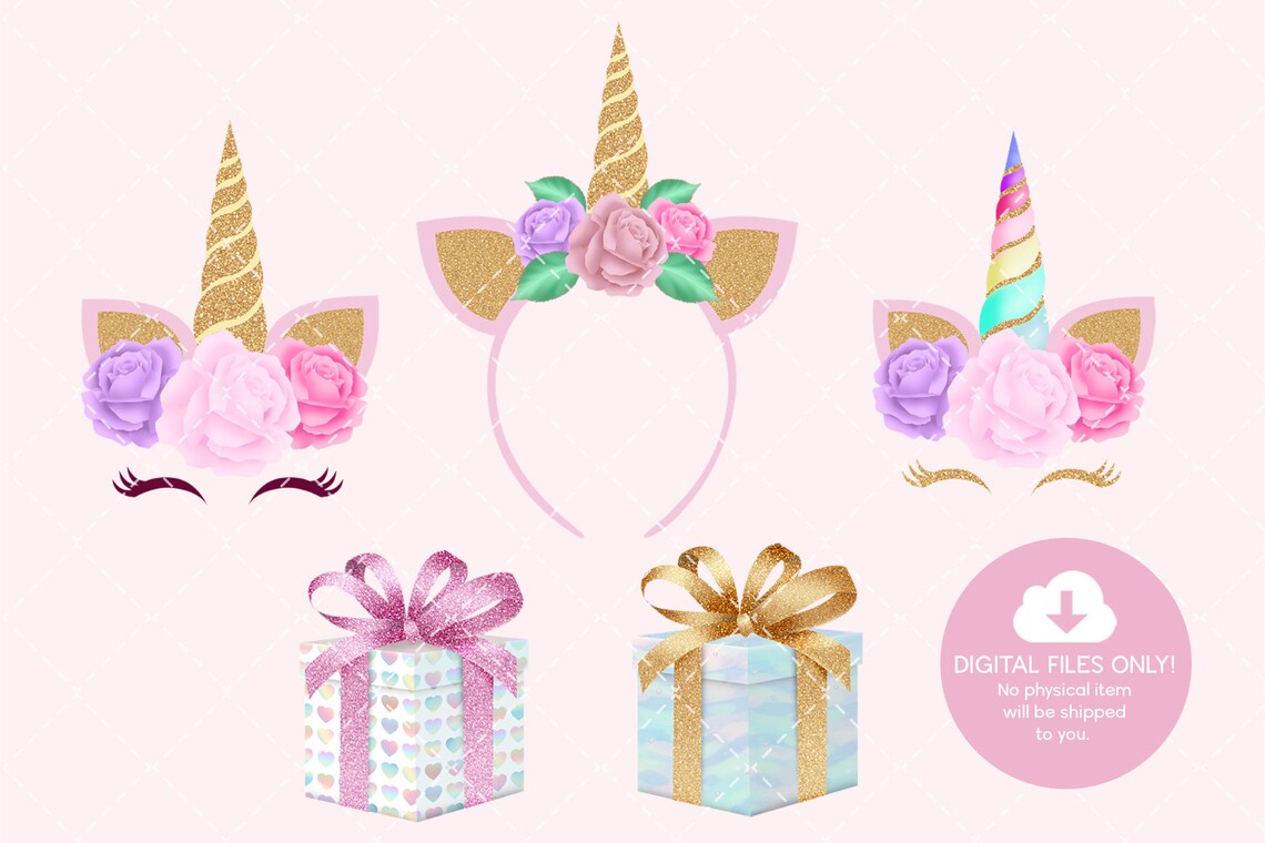 Unicorn Birthday Theme Clip Art Kids Party Decor Digital - Etsy