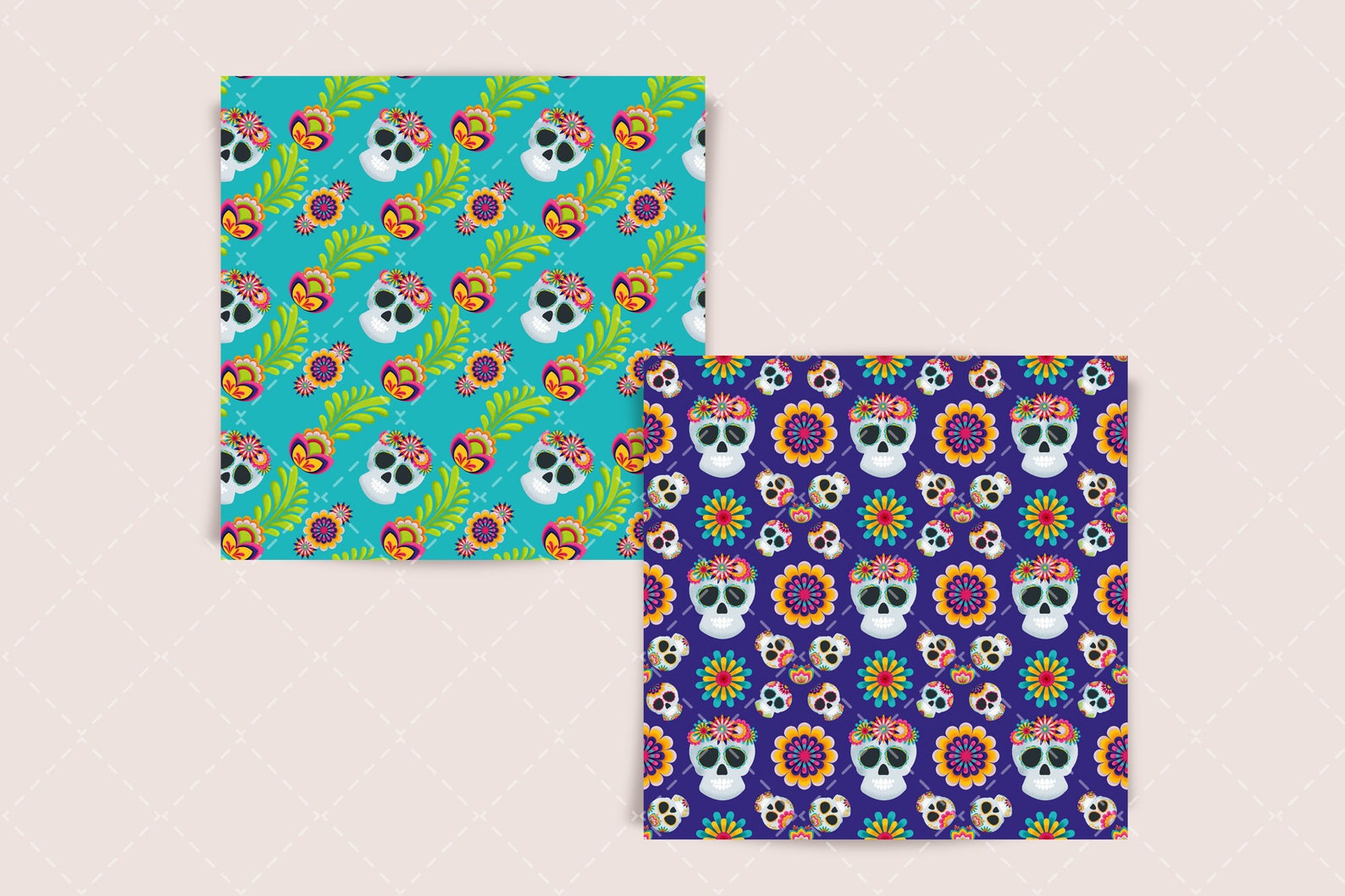 Sugar Skull Digital Paper Dia De Los Muertos Day of the Dead - Etsy