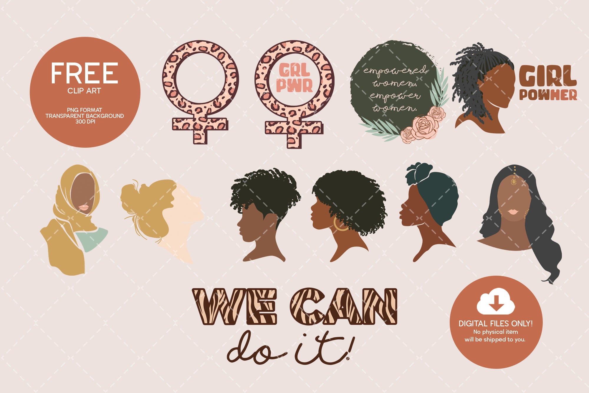 Women's Day Seamless Pattern Girl Power Digital Paper | Etsy