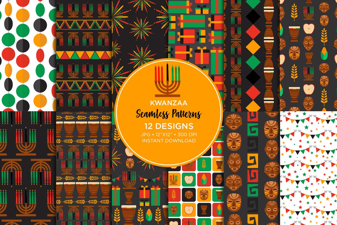 Kwanzaa Seamless Digital Paper, African Holiday Pattern, African Prints ...