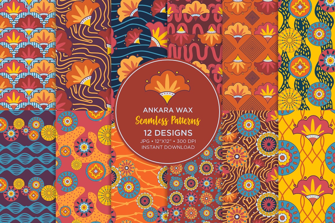 Ankara Wax Seamless Patterns: African Print Digital Paper (12x12, 12 ...