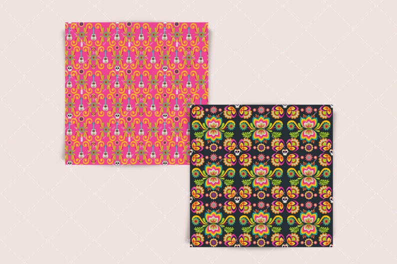 Sugar Skull Digital Paper Dia De Los Muertos Day of the Dead - Etsy