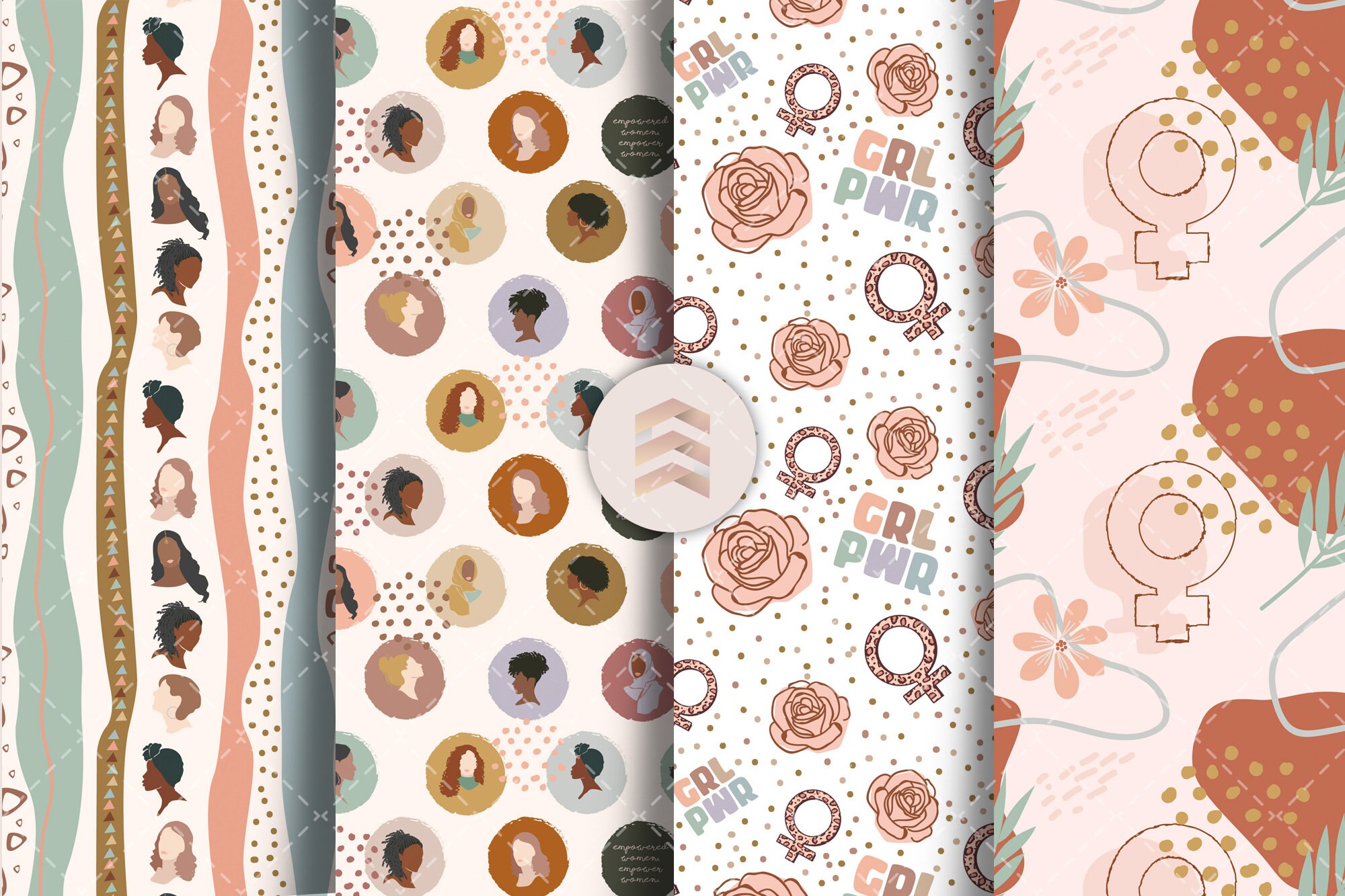 Women's Day Seamless Pattern Girl Power Digital Paper | Etsy