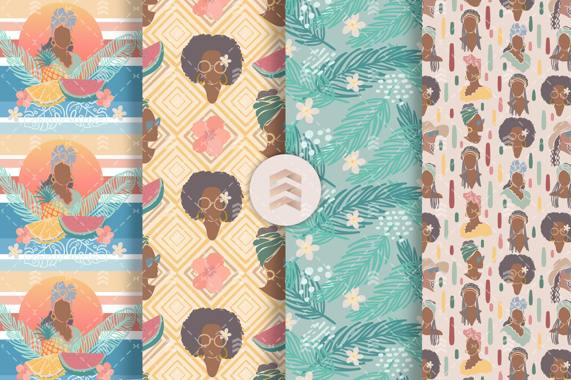 Boho Summer Digital Paper Caribbean Seamless Files Tropical - Etsy