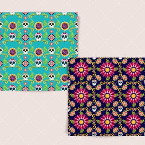 Sugar Skull Digital Paper, Dia De Los Muertos, Day of the Dead Pattern ...