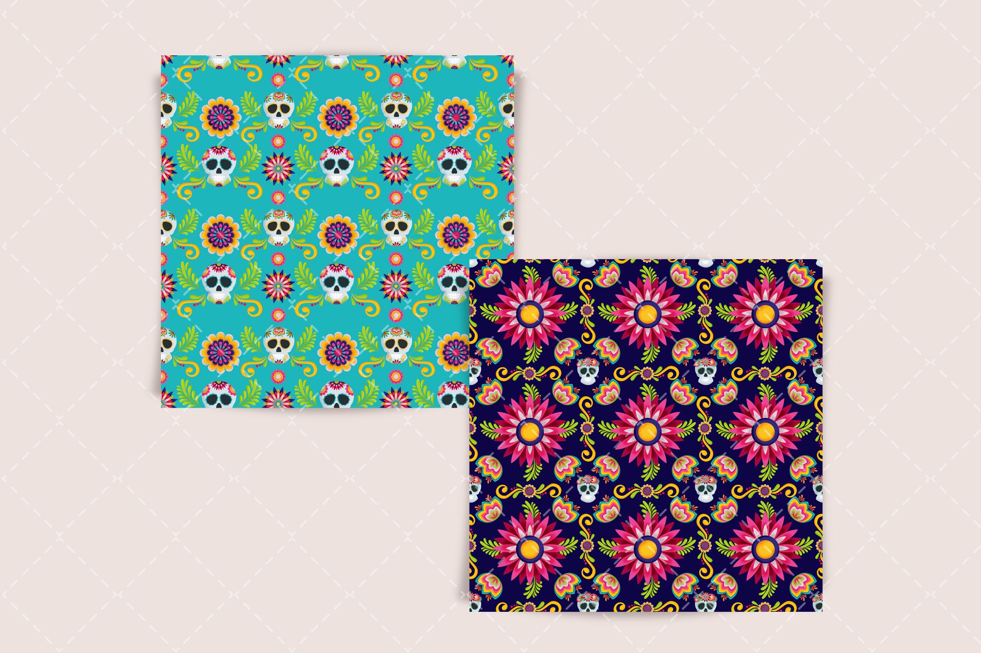 Sugar Skull Digital Paper Dia De Los Muertos Day of the Dead - Etsy