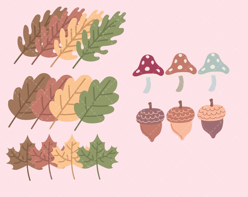 Cute Autumn Clip Art, Whimsical Fall Clip Art, Autumn Sublimation ...