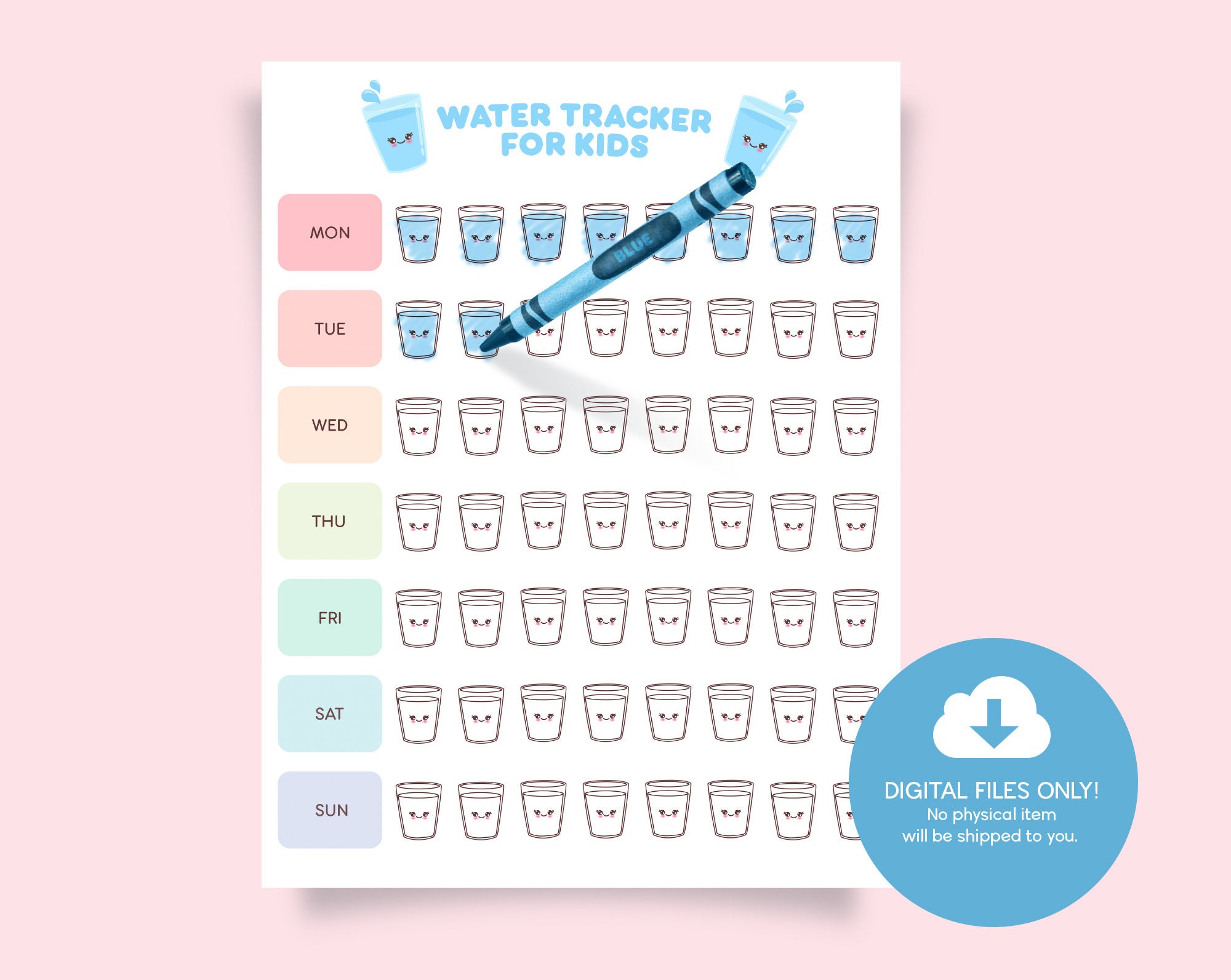 Kawaii Water Tracker for Kids Printable Hydration Tracker for - Etsy Canada