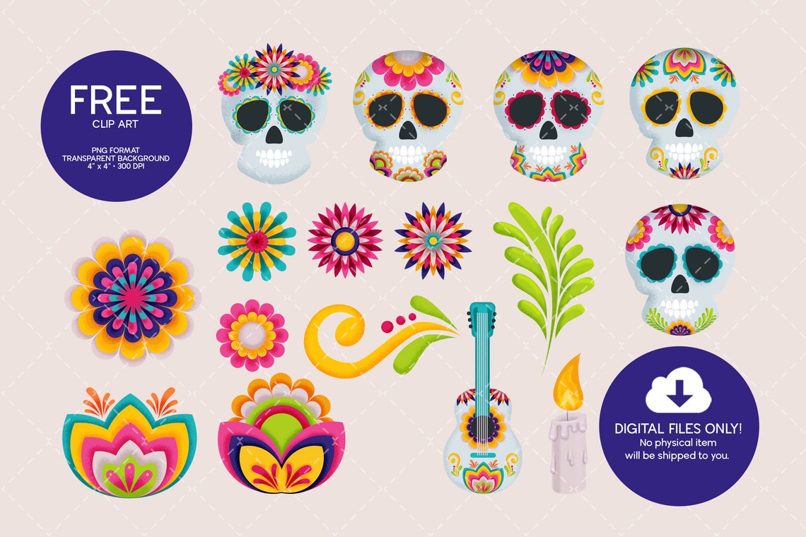 Sugar Skull Digital Paper Dia De Los Muertos Day of the Dead | Etsy