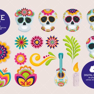 Sugar Skull Digital Paper, Dia De Los Muertos, Day of the Dead Pattern ...