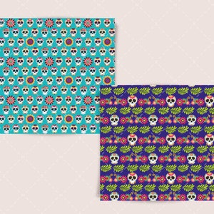 Sugar Skull Digital Paper, Dia De Los Muertos, Day of the Dead Pattern ...