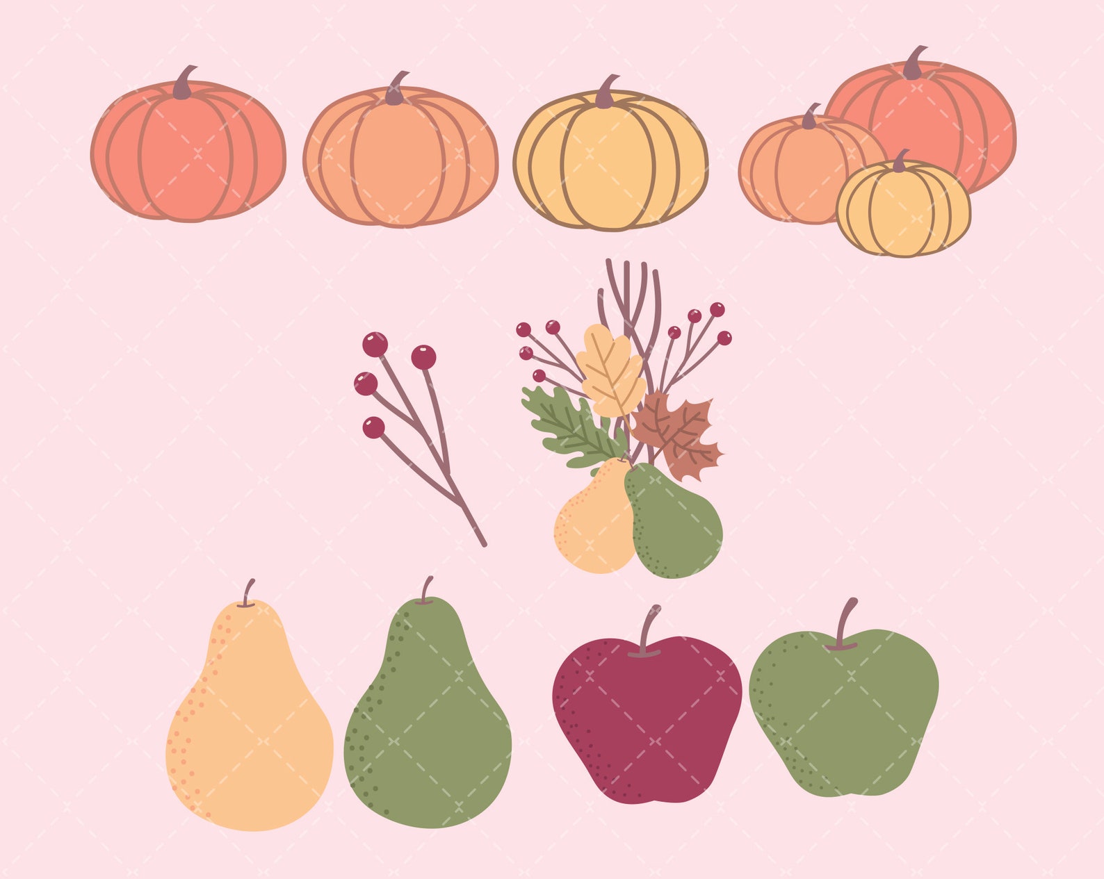 Cute Autumn Clip Art, Whimsical Fall Clip Art, Autumn Sublimation ...