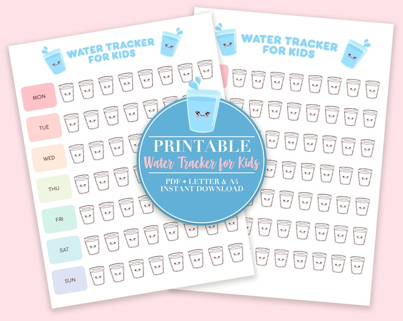 Kawaii Water Tracker for Kids Printable Hydration Tracker for - Etsy Canada