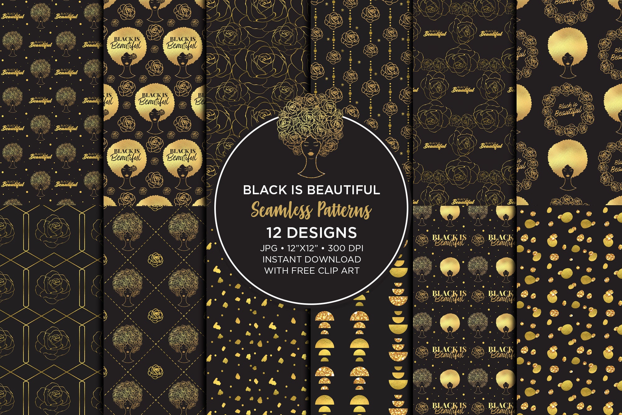 Black is Beautiful Seamless Digital Papers Black Beauty - Etsy