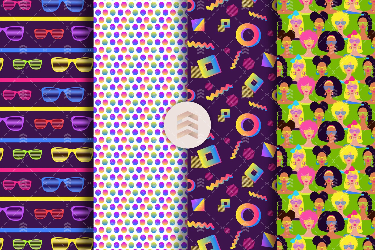 80s Retro Disco Digital Paper Retro Afro Seamless Pattern | Etsy