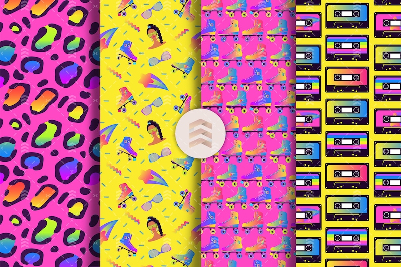 80s Retro Disco Digital Paper Retro Afro Seamless Pattern | Etsy