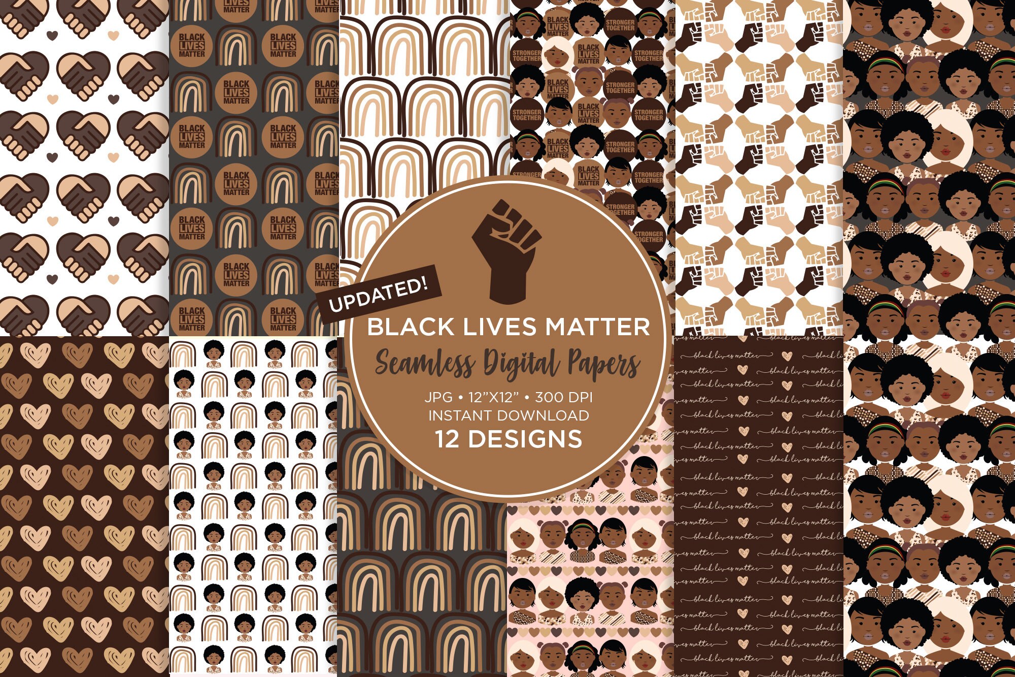 Black Lives Matter Digital Paper Seamless Black Lives Matter | Etsy