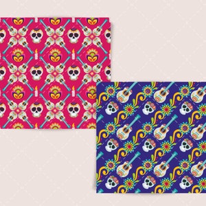 Sugar Skull Digital Paper, Dia De Los Muertos, Day of the Dead Pattern ...