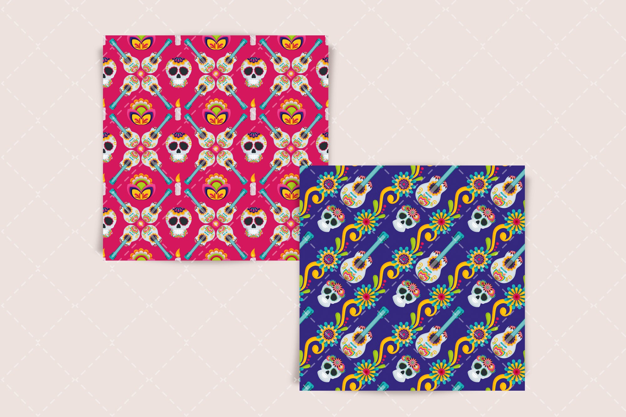 Sugar Skull Digital Paper Dia De Los Muertos Day of the Dead - Etsy