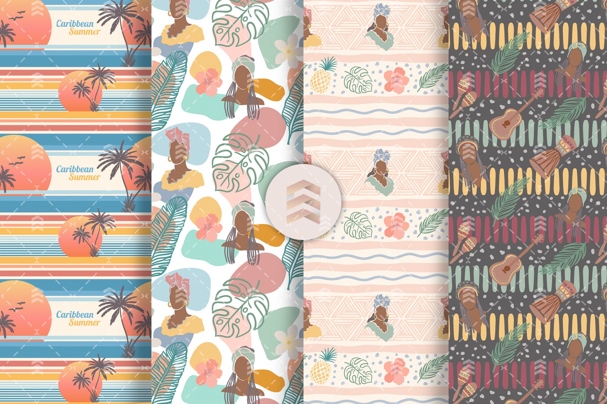 Boho Summer Digital Paper Caribbean Seamless Files Tropical - Etsy