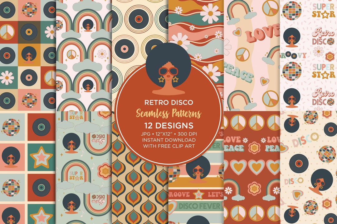 70s Retro Disco Digital Paper: Seamless Patterns (digital Download) - Etsy