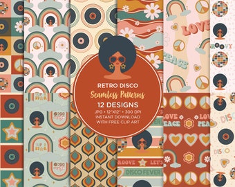 Disco Digital Paper - Etsy