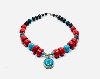 Balance Women's Necklace, Handmade Jewelry Design, Turquoise, Coral ...