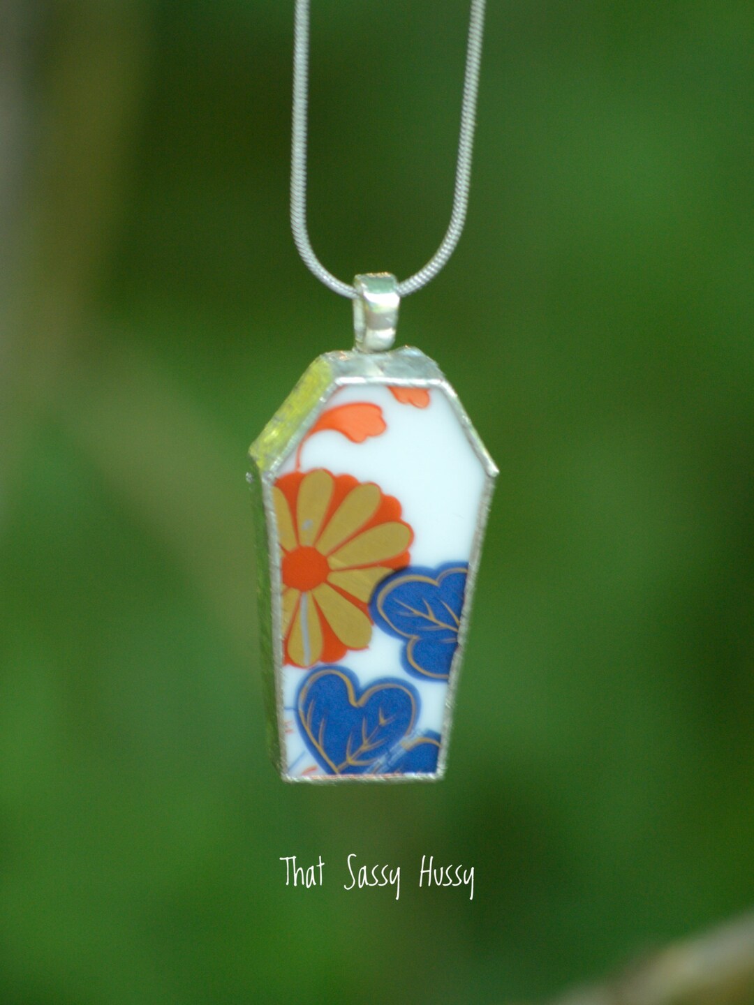 Soft Soldered Coffin Shaped Pendant Made From a Broken Serving Bowl - Etsy