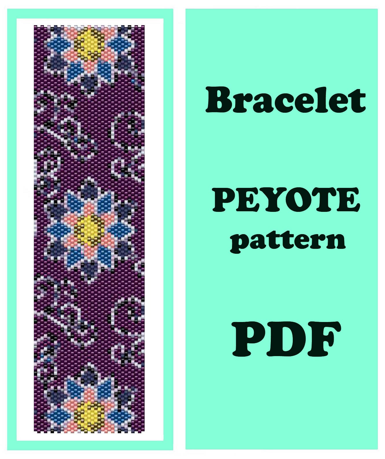 Flowers Peyote pattern Beading Peyote Stitch Beadwork | Etsy