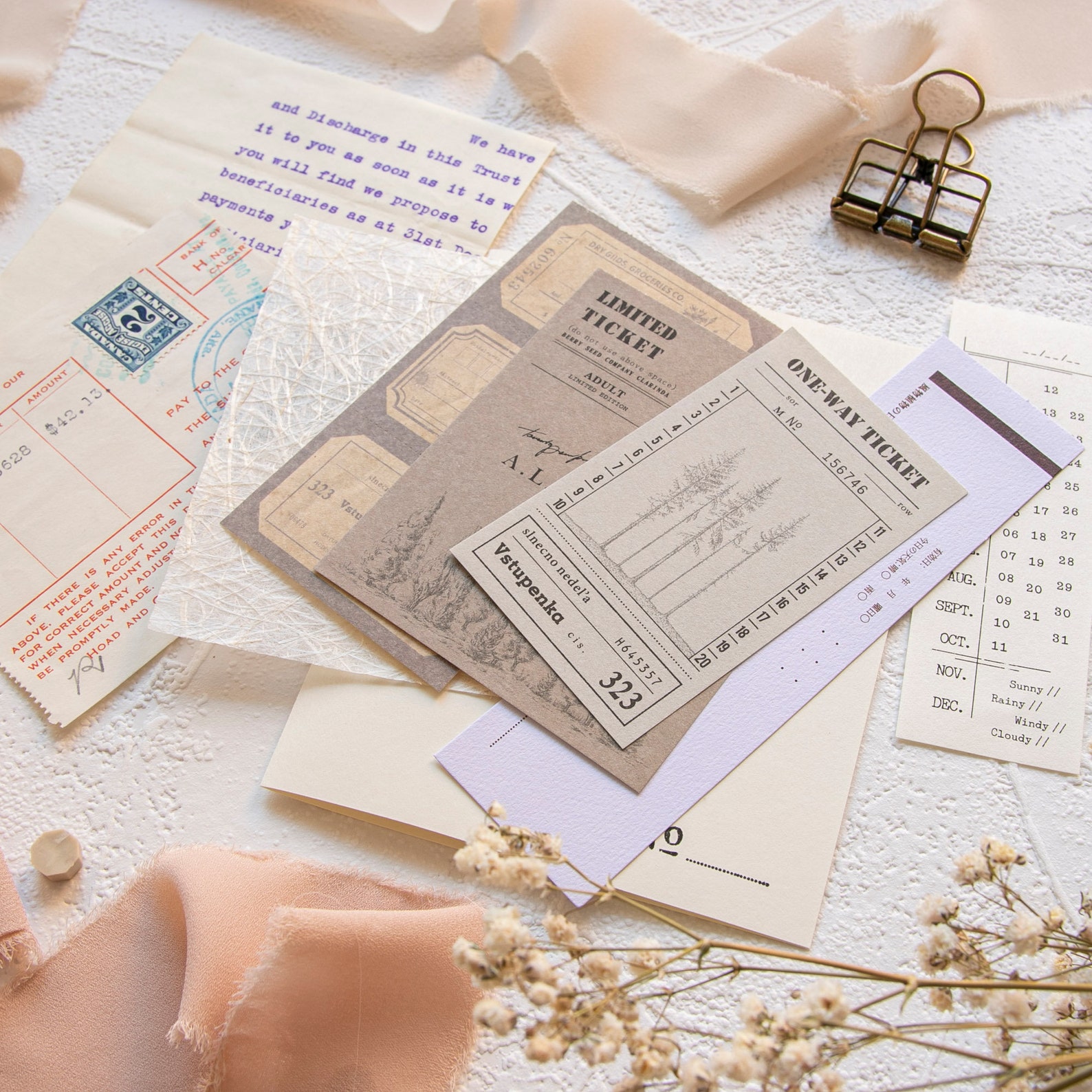 60pc Scrapbooking Ephemera Paper Pack - Etsy