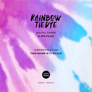 Tie Dye Digital Paper Colorful Rainbow Hippy Scrapbook Paper Boho ...