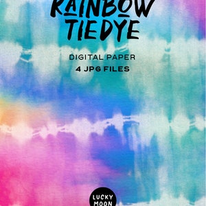 Tie Dye Digital Paper Colorful Rainbow Hippy Scrapbook Paper Boho ...