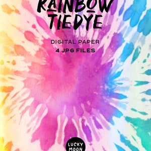 Tie Dye Digital Paper Colorful Rainbow Hippy Scrapbook Paper Boho ...
