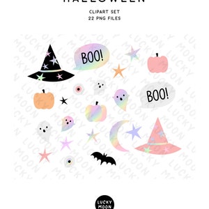 Pastel Halloween Clipart Pink Halloween Clip Art Cute Holo Halloween ...