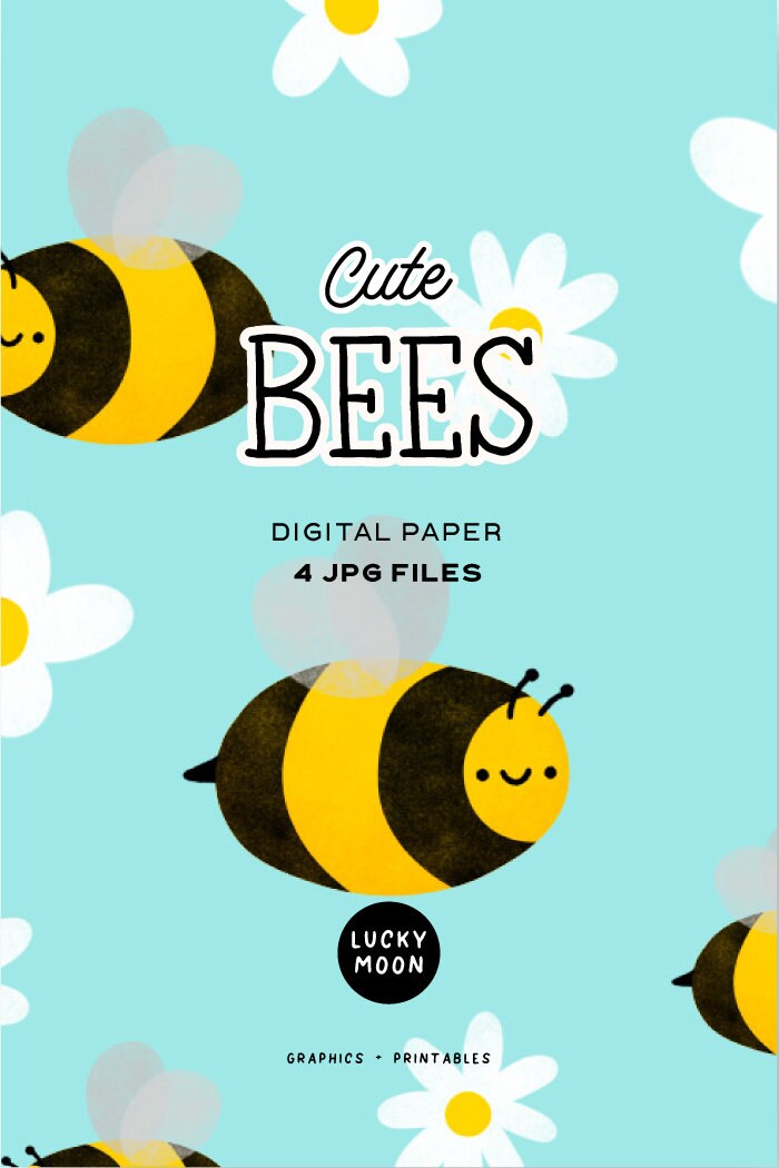 Bee Digital Paper Bee Pattern Sheet Scrapbook Papers Bumble - Etsy