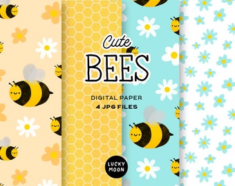Digital Paper Bee Pattern - Etsy