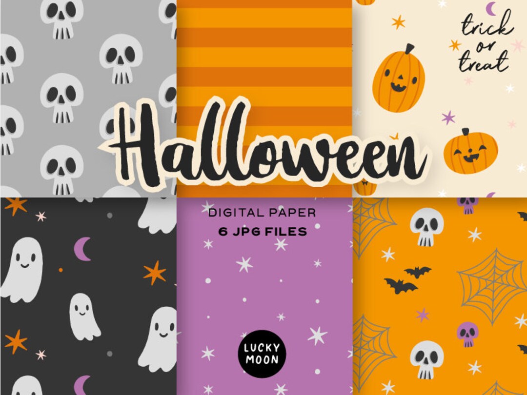 Halloween Digital Paper Patterns Clipart Cute Halloween - Etsy