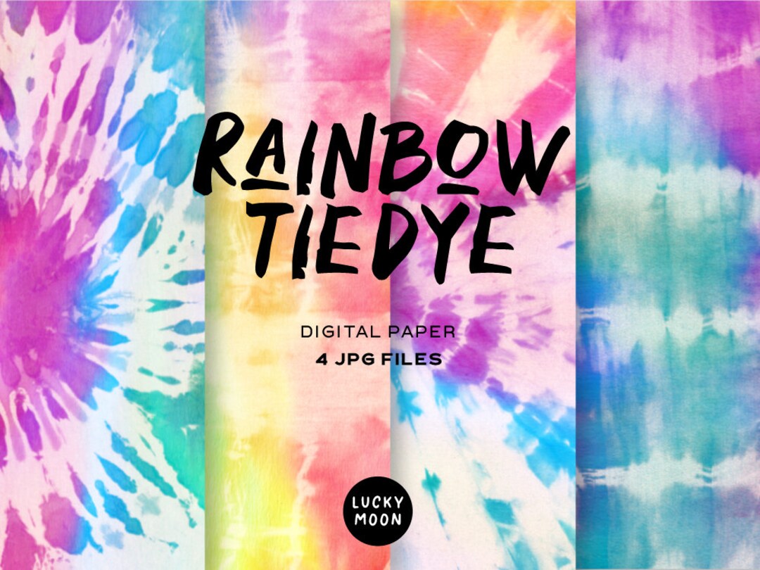 Tie Dye Digital Paper Colorful Rainbow Hippy Scrapbook Paper Boho ...
